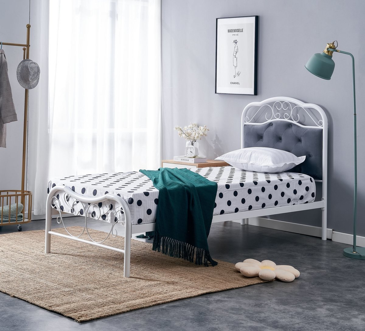 Kovová posteľ FABRIZIA 90 x 200 cm - Biela - Postele - babynabytek.sk