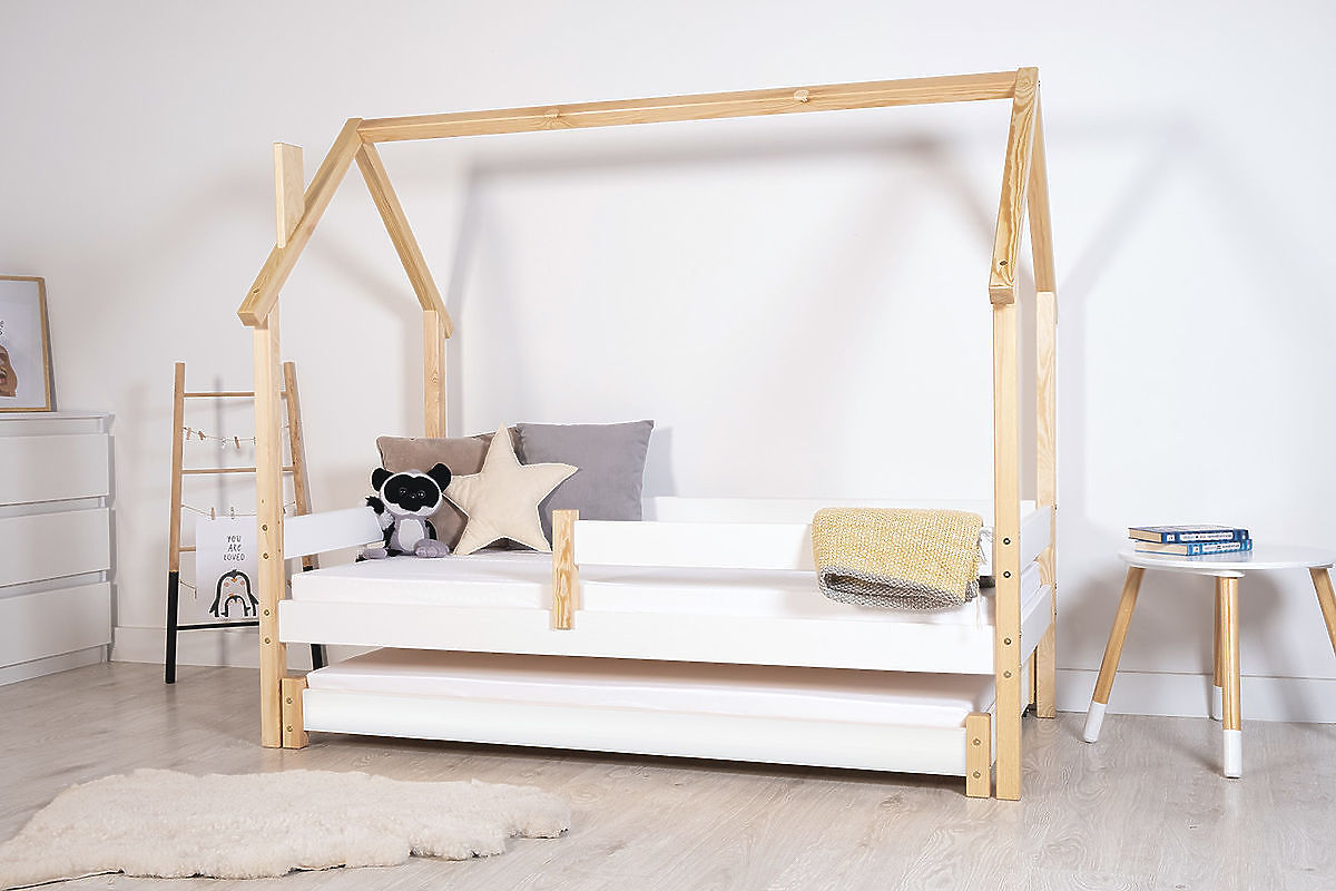 Detská domčeková posteľ Frank SCANDI - biela-prírodná - Domčekové ...
