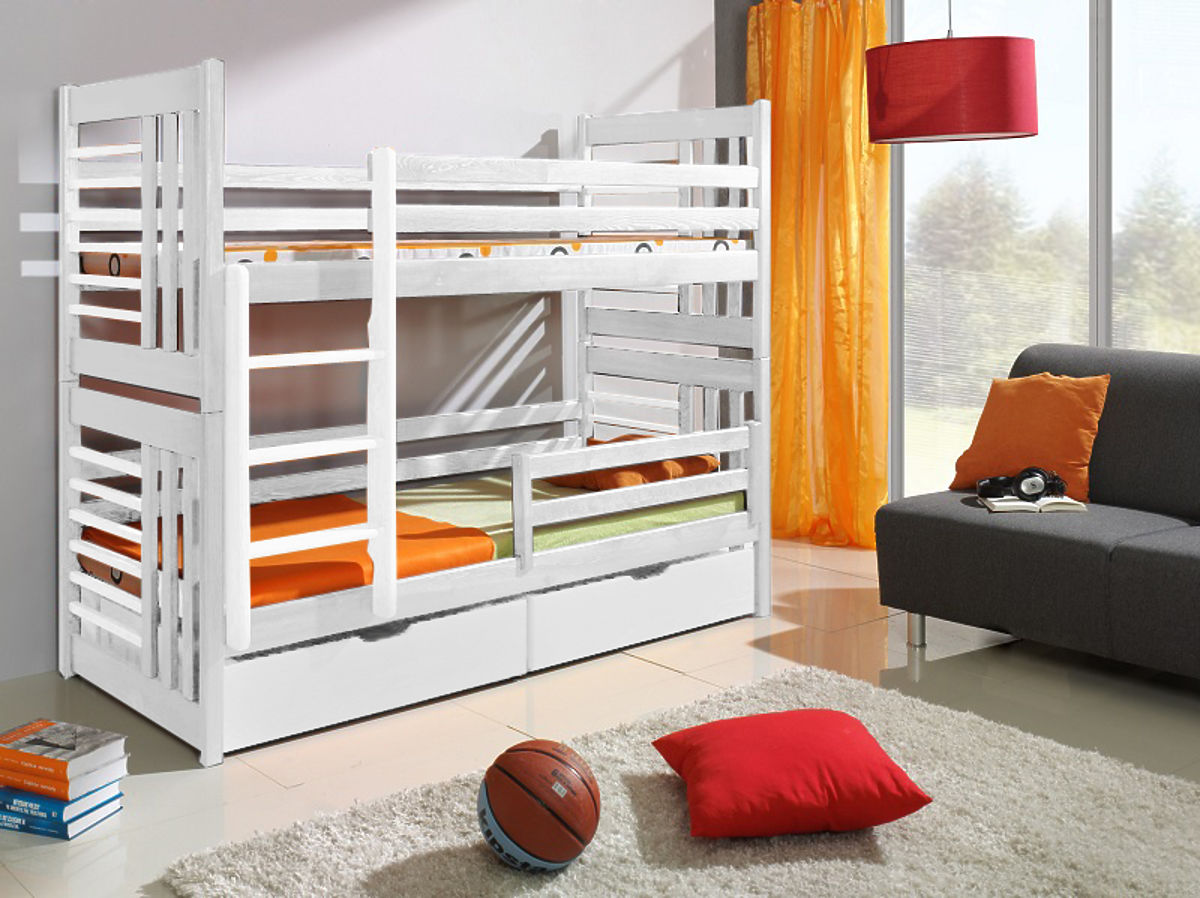 Detská poschodová posteľ JEFFREY - biela - Poschodové - babynabytek.sk