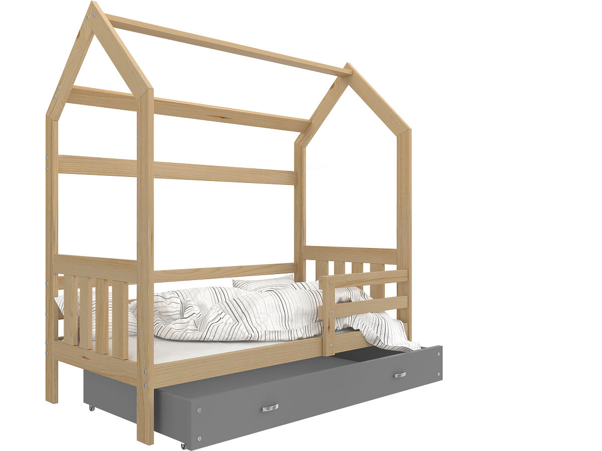 Detská posteľ domček Filip - prírodná-šedá - Domčekové - babynabytek.sk