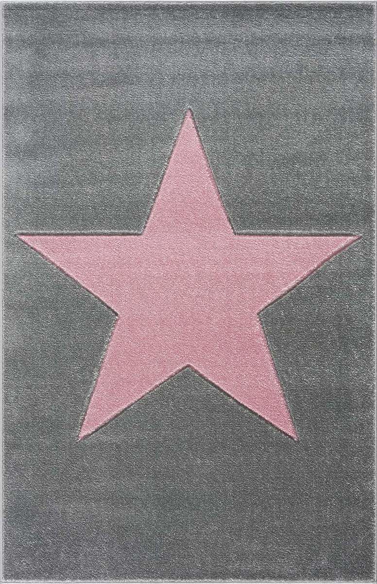 Detský koberec STAR strieborno-šedo-ružový - Kusové koberce ...