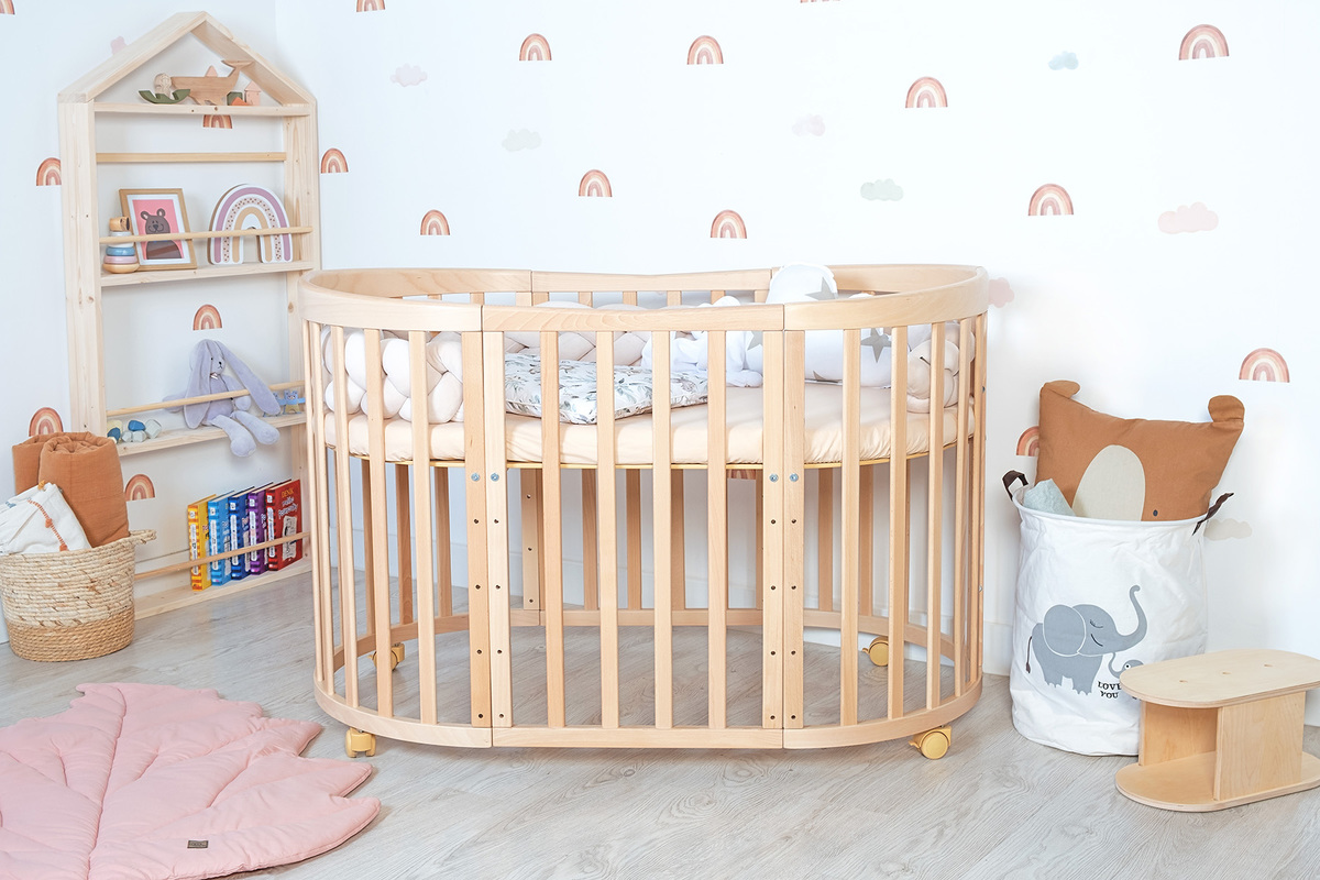 Oválna rastúca postieľka Ruby 7v1 - prírodná - Drevené postieľky ...