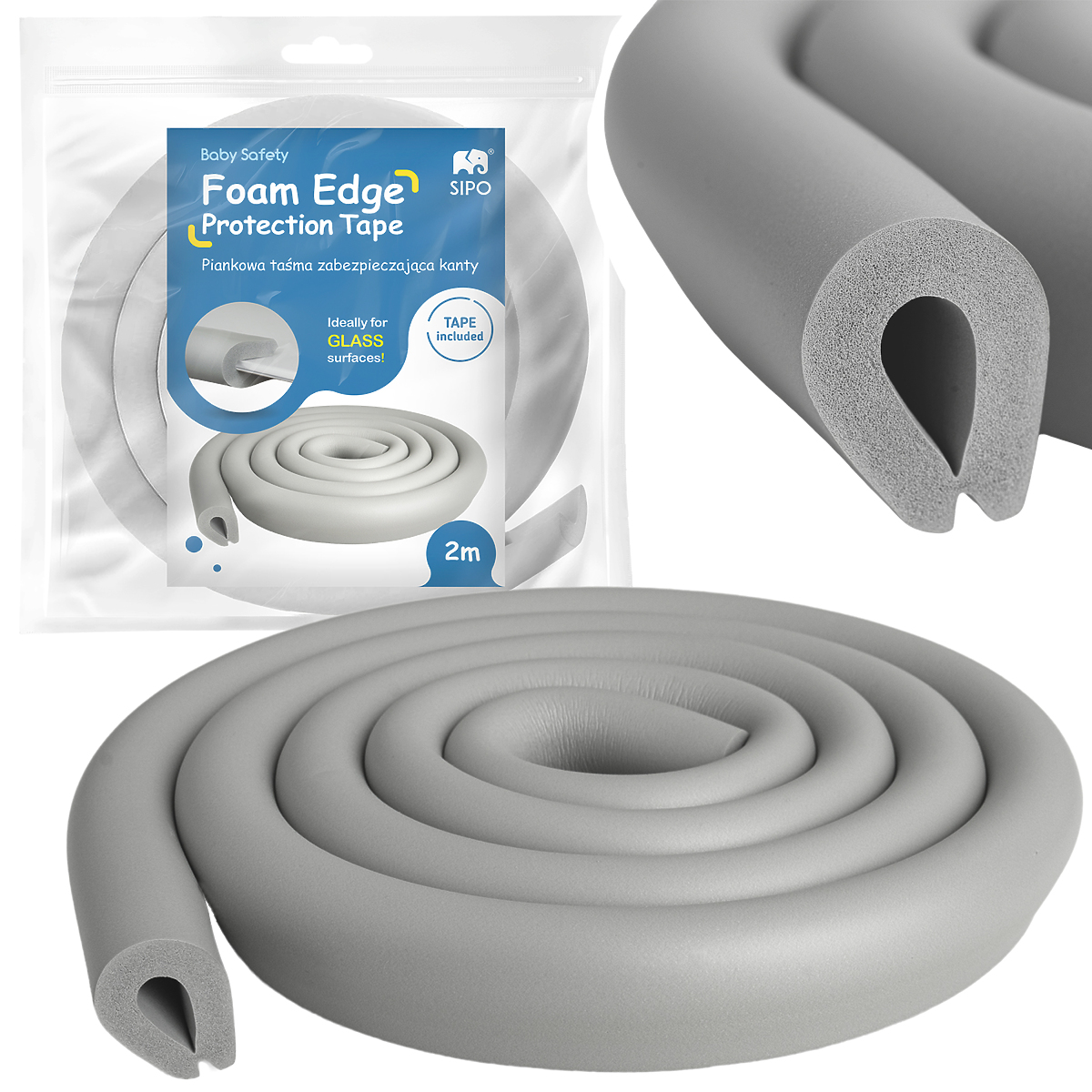 SIPO Penová páska na sklenené povrchy, šedá - 1ks - bezpečnosť deti ...